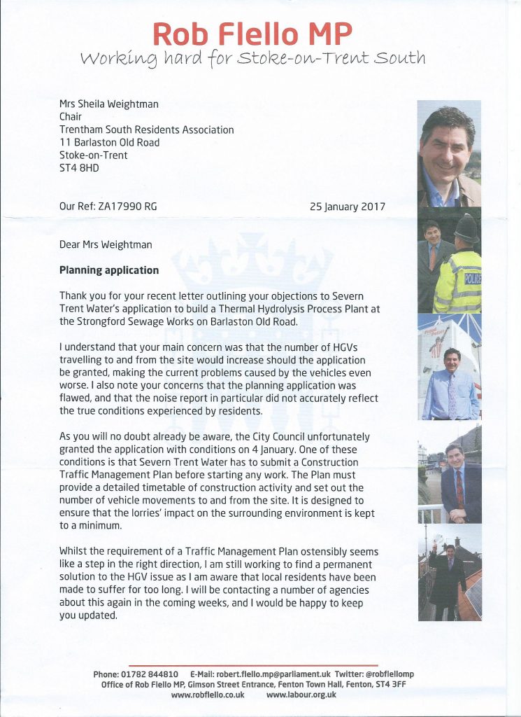 Letter From Rob Flello MP – TSRA – Trentham South Residents Association